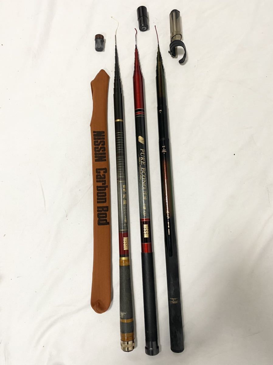 6K067 宇崎日新/NISSIN 渓流竿 3点セット SUPER MODE VX 3WAY 遊々水 硬中硬 620/PURE ECONO 渓流 中硬 630/精魂 川師 1号(宇崎日新 ...