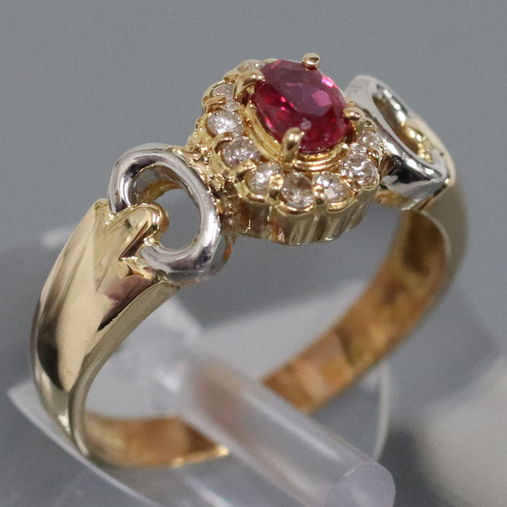 Yahoo!オークション - K18/Pt900ルビーリング R0.31 D0.18 #10 3.8g