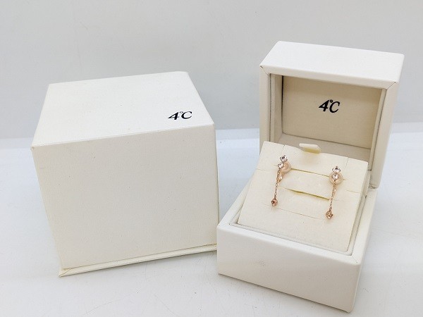 Yahoo!オークション - 4℃ K10PG キュービックジルコニア イヤリング 0...