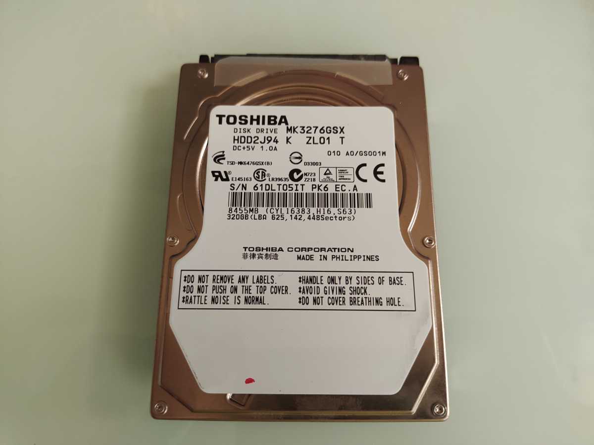 Yahoo!オークション - 東芝 2.5インチ HDD TOSHIBA MK3276GSX 320G 正...