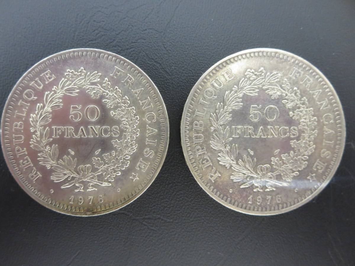 Yahoo!オークション - #26691 SV900 フランス50フラン銀貨 1976年 ヘラ...