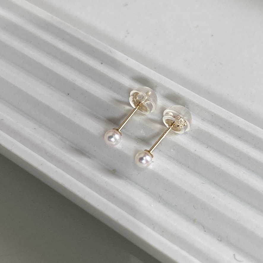 Yahoo!オークション - K10YG 一粒パール ピアス 2.5-3ミリ ベビーパー...