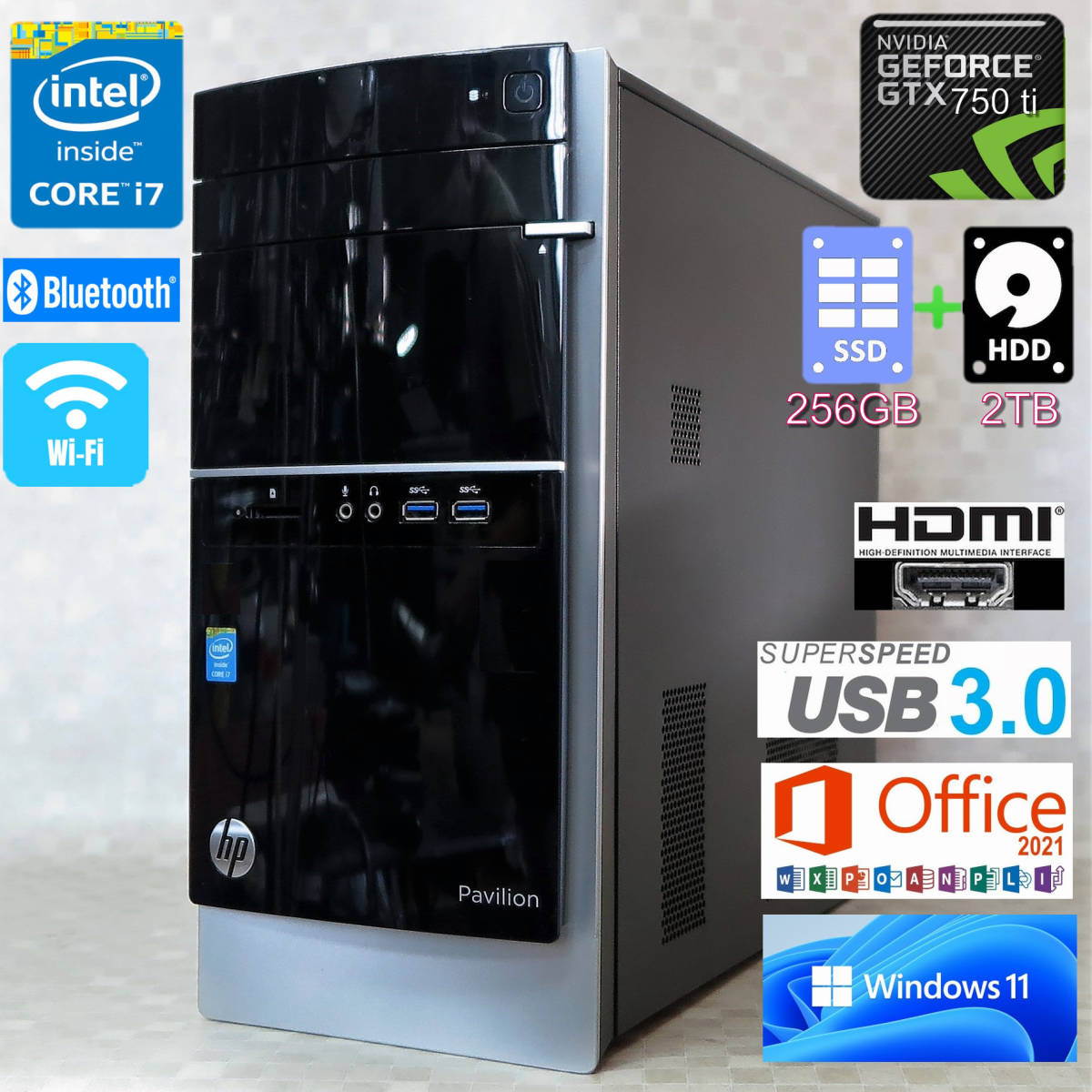 Yahoo!オークション - ゲーミング PC i7 3.9GHzx8 SSD256GB +HDD2TB 16...