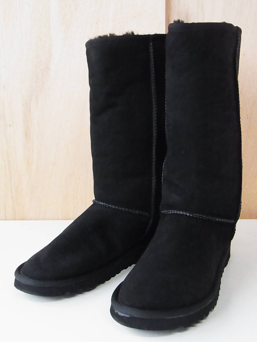 Yahoo!オークション - TS 美品 UGG アグ ムートン レザーブーツ 黒 靴 ...