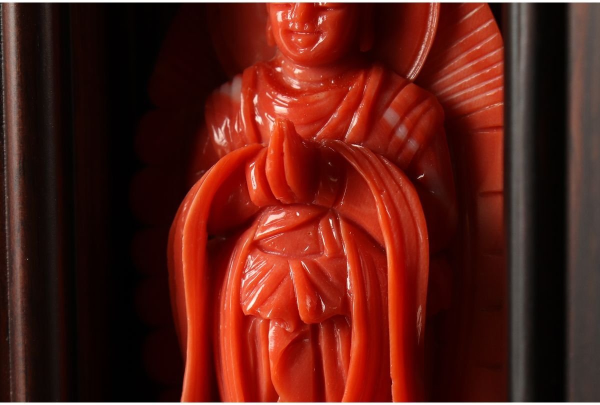 Yahoo!オークション - [URA]仏教美術/天然珊瑚彫刻普賢菩薩立像/約147g...