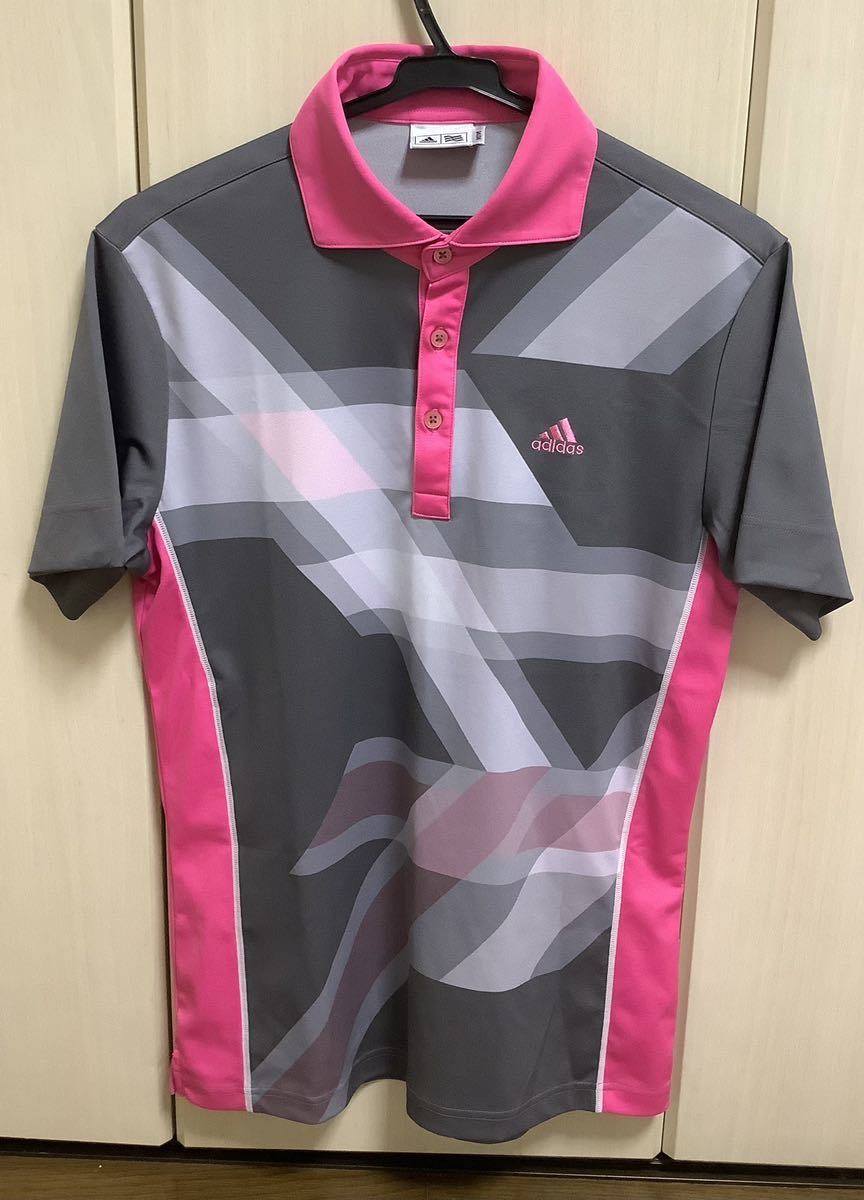 日本代購代標第一品牌【樂淘letao】－ADIDAS アディダス テーラーメイド ポロシャツ メンズ M ピンク グレー 幾何学 IC581 GOLF ゴルフ 半袖 シャツ