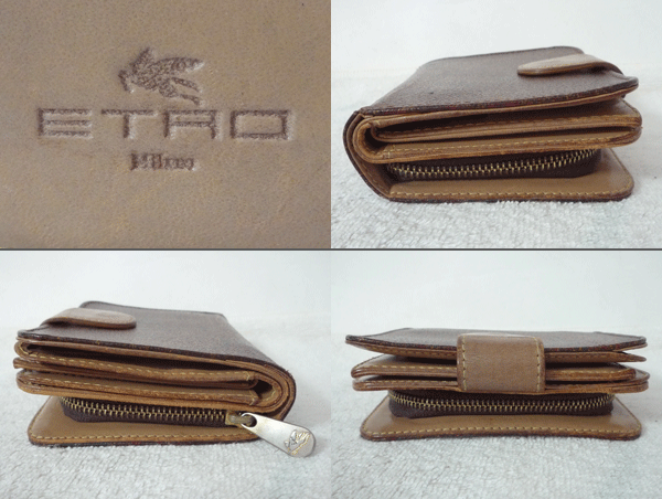 Yahoo!オークション - エトロ ETRO PVC レザー ペイズリー柄 赤茶系 ブ...