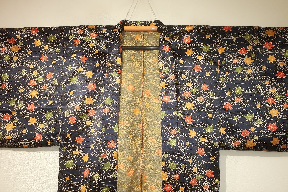 Yahoo!オークション - 壱月4154 本絹西陣織綸子 男羽織 裄68丈101К超...