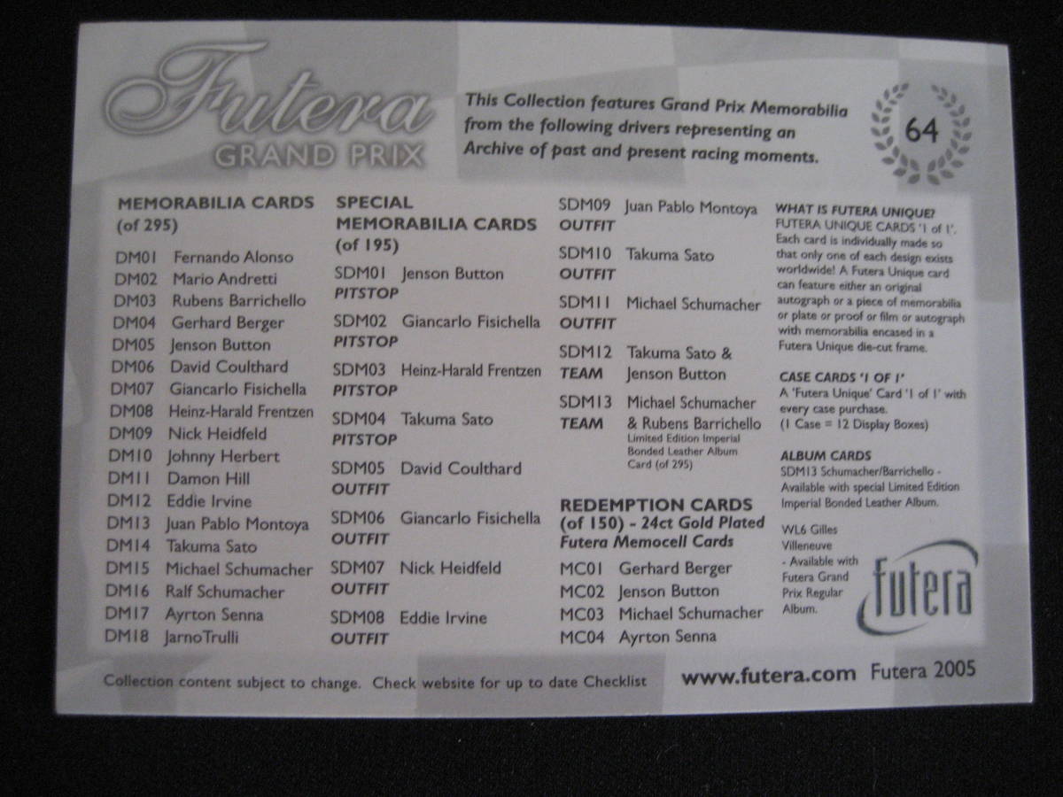 Yahoo!オークション - 2005 FUTERA GRAND PRIX トレーディングカード ...