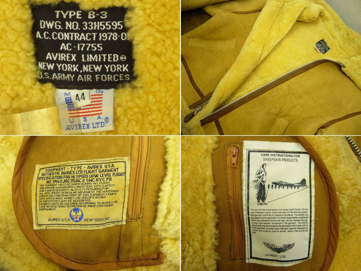 Yahoo!オークション - アビレックス B-3 ムートンジャケット フライト...
