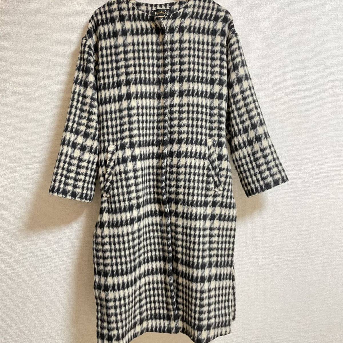 Yahoo!オークション - omekasi オメカシ ノーカラーロングコート ノー...