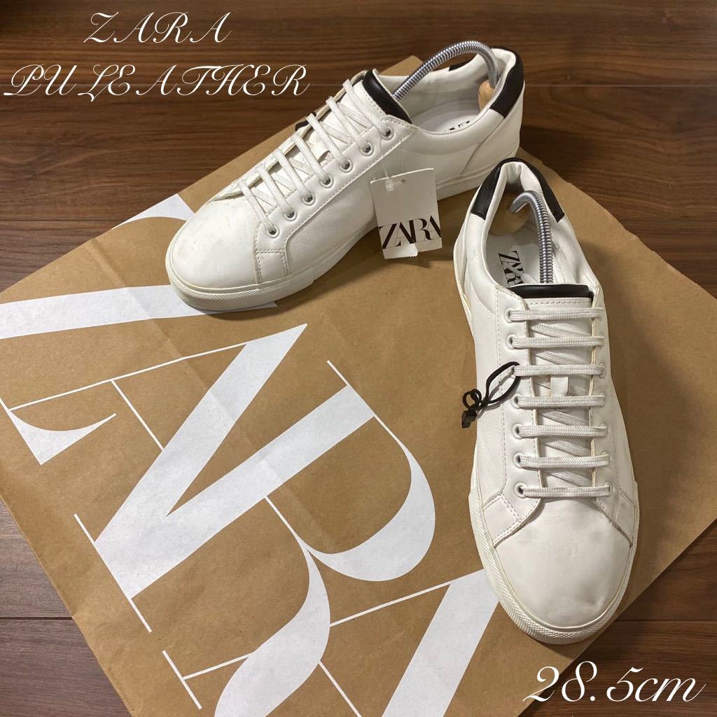 Yahoo!オークション - 新品 ZARA PUレザースニーカー 28.5cm 44 WHITE/...