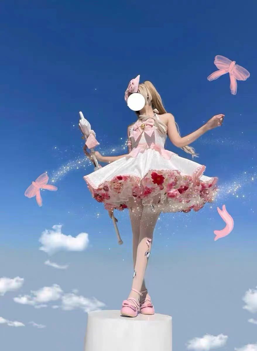ロリータ ピンクリボンワンピース 薔薇パニエ JSKワンピース ロリータ ピンクリボンワンピース 薔薇パニエ JSKワンピース