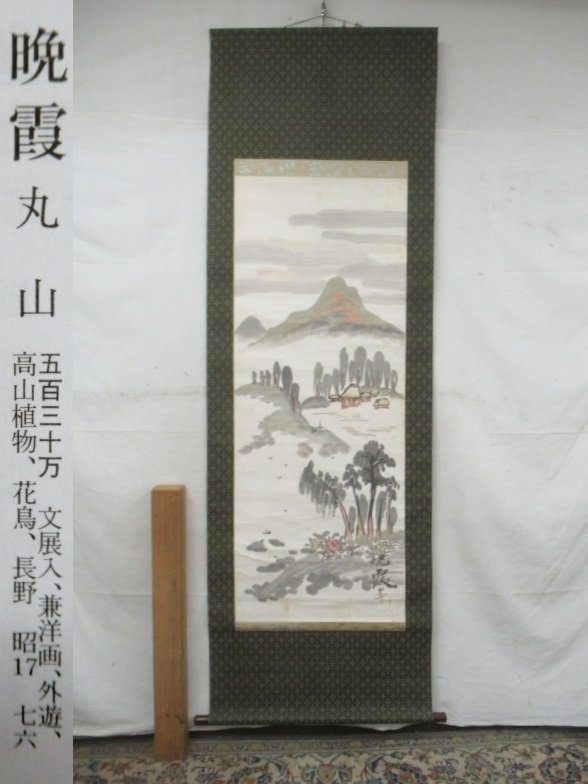 Yahoo!オークション - E1821 丸山晩霞 山水 肉筆紙本 掛軸 軸箱