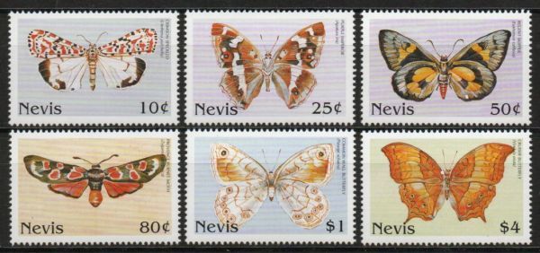 Yahoo!オークション - 切手 G804 ネビス 昆虫 蝶蛾 6V完+SL1(3x3) 1997...