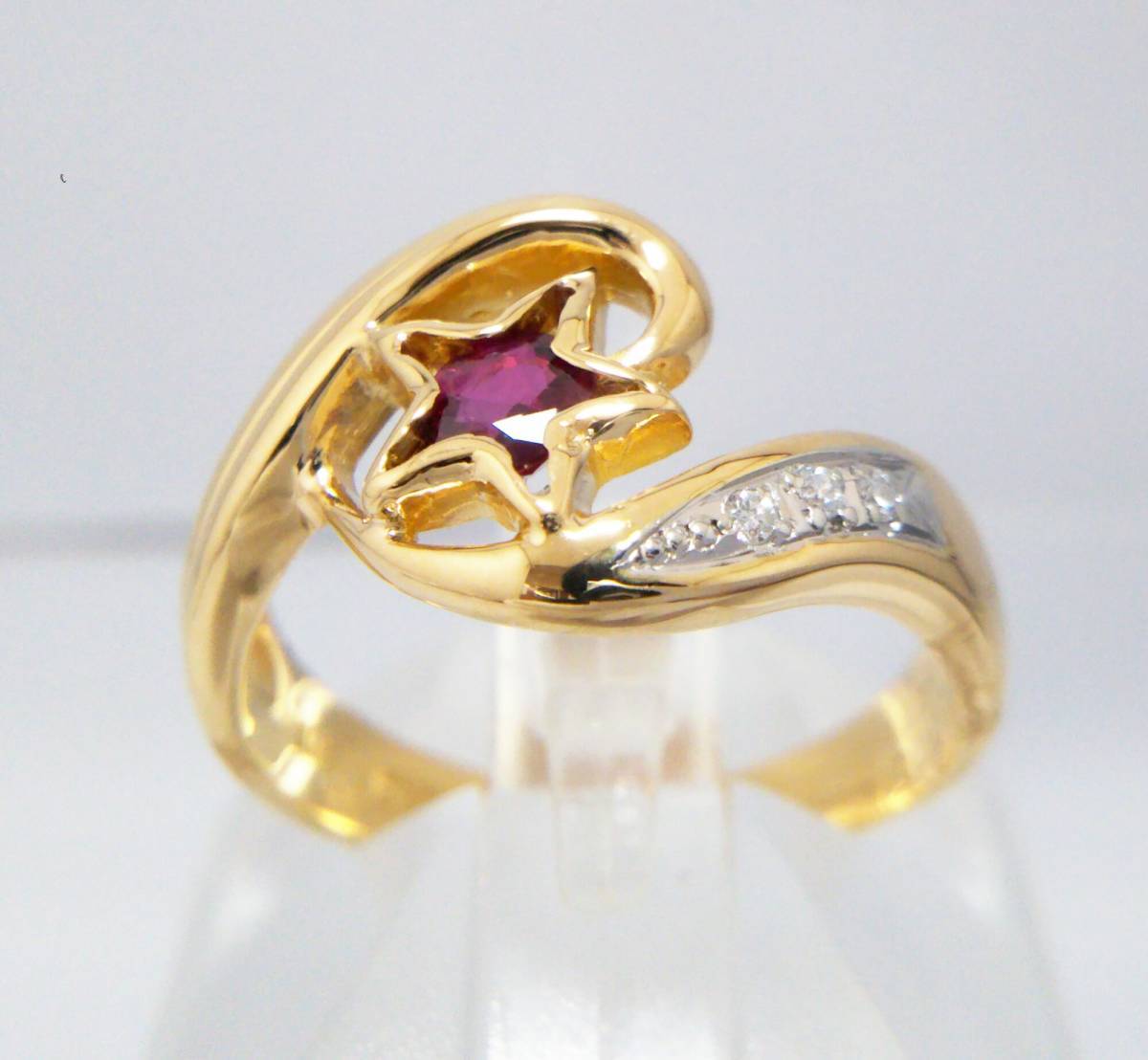 Pt900/K18 ルビー0.25ct ダイヤ0.025ct約10号 コンビリング 3.6g 鑑別カード付 星モチーフ 店舗受取可(ルビー)｜売買されたオークション情報、yahooの商品情報を ...