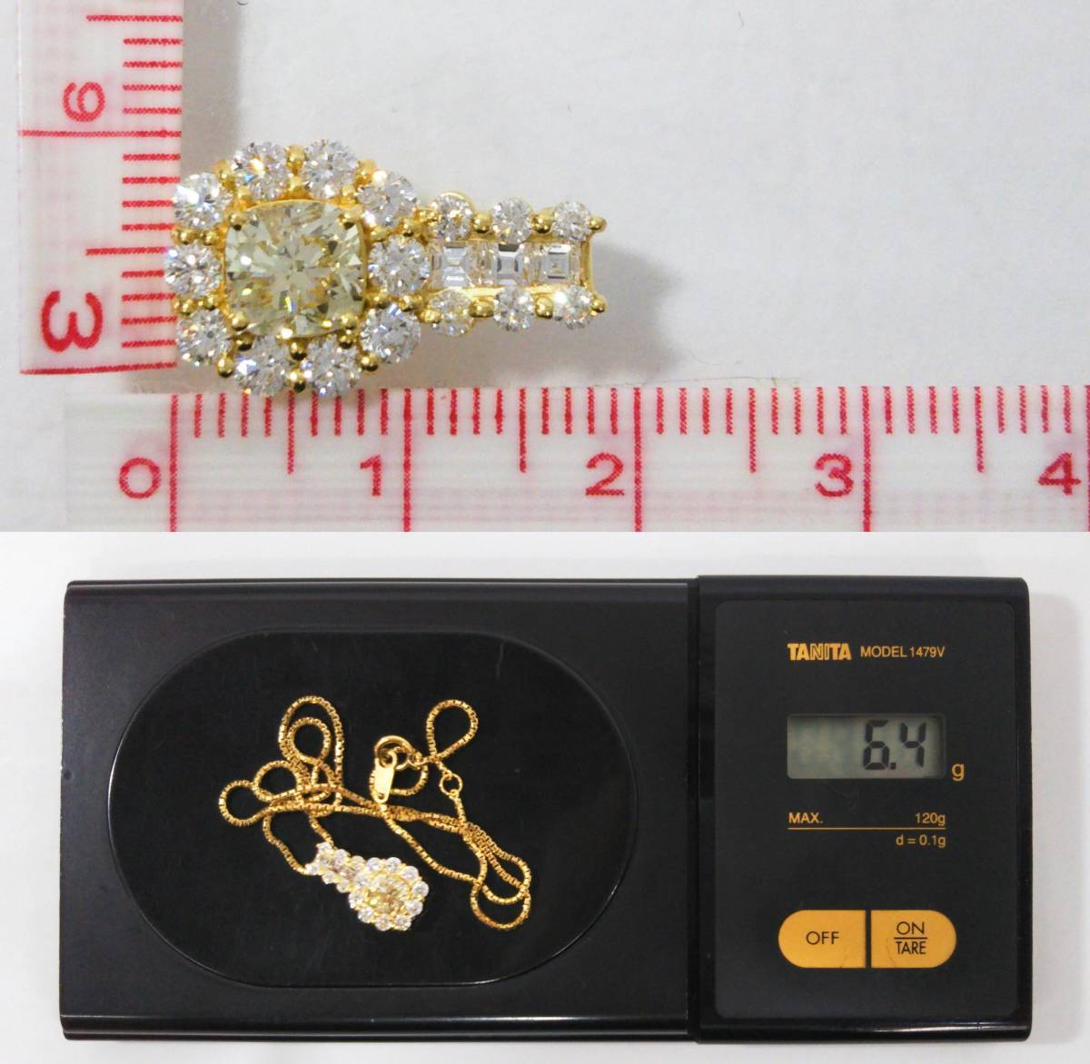 Yahoo!オークション - 最終値下げ 【美品】K18YG ライトイエローダイヤ...