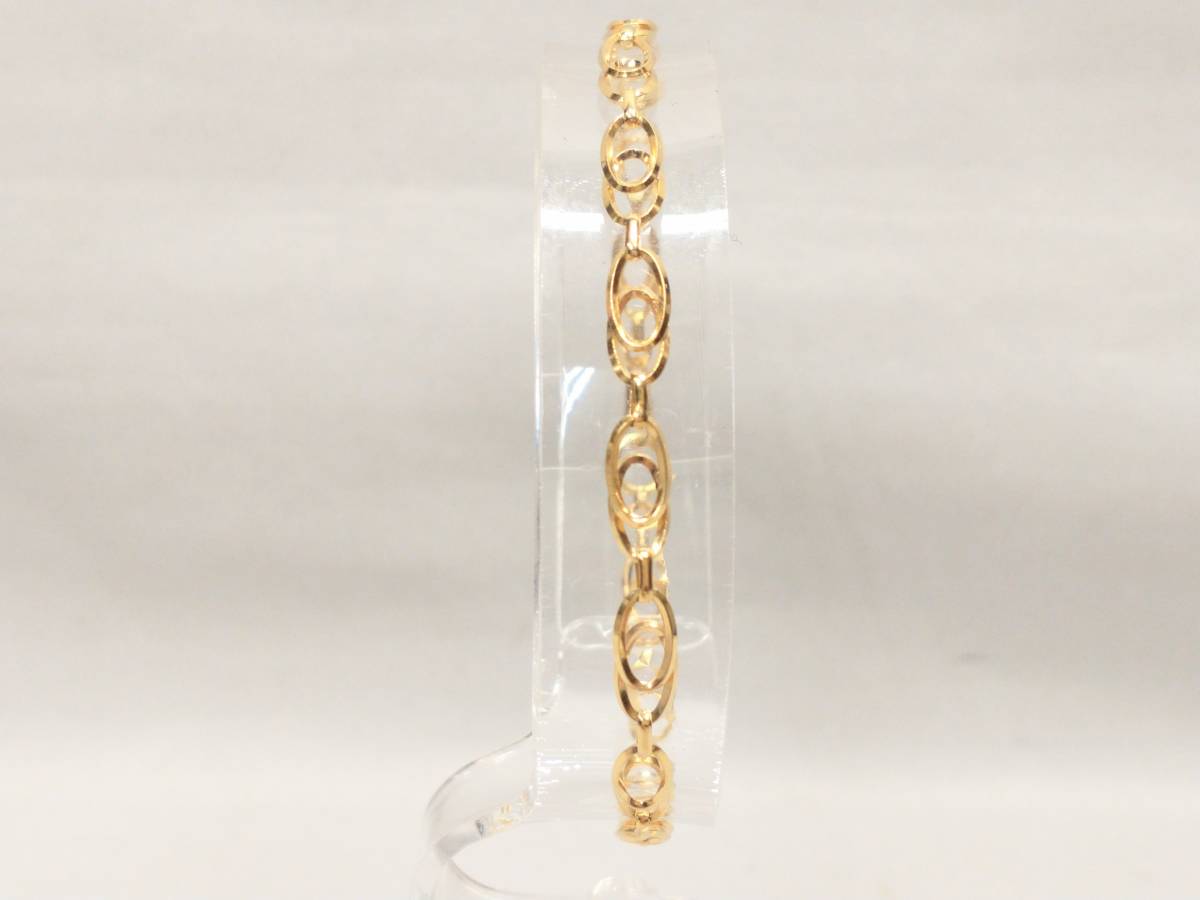 Yahoo!オークション - K18 ブレスレット 18cm 3.7g 幅0.4cm 引き輪