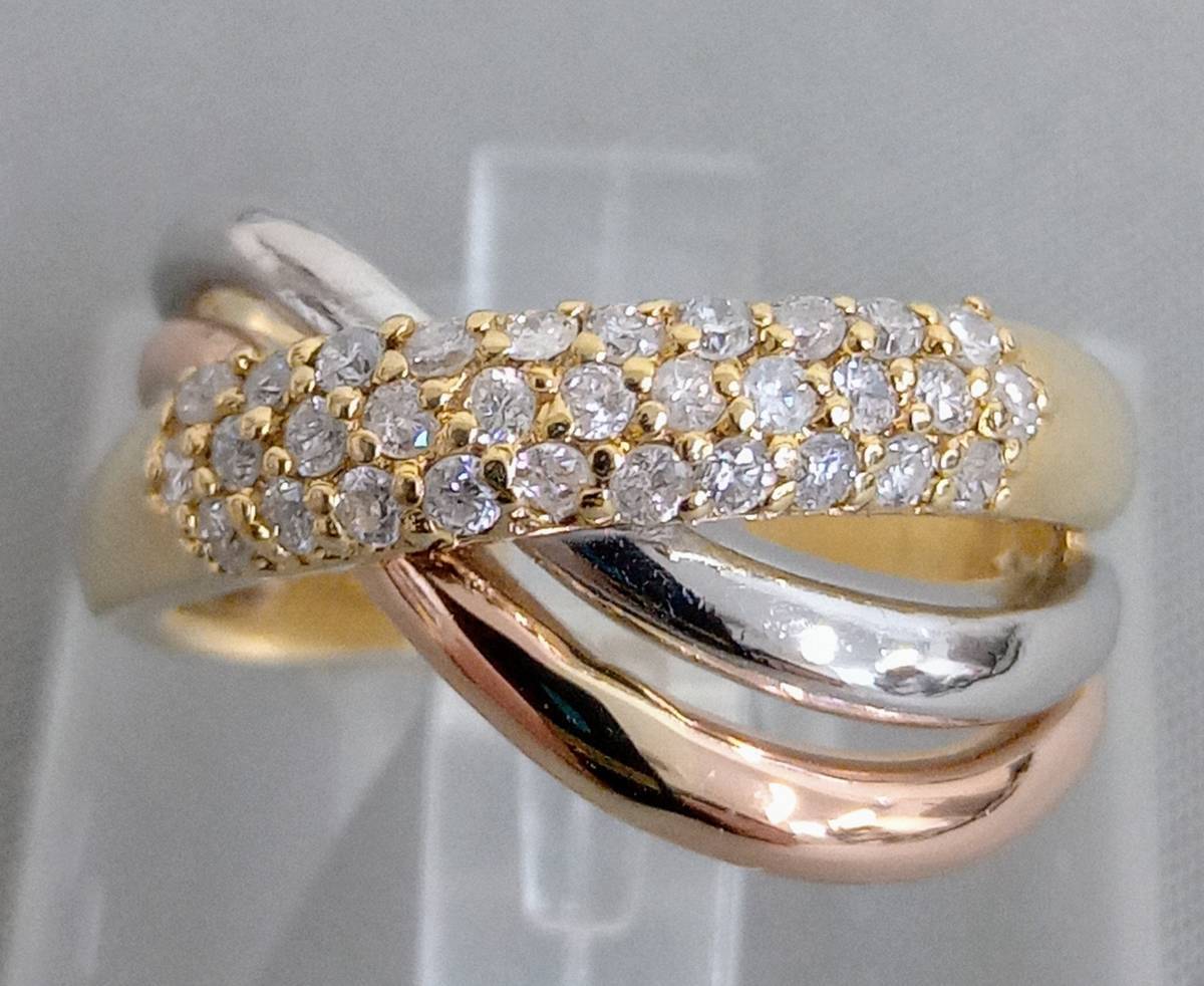 Yahoo!オークション - ダイヤ付リングK18／Pt900 ＃7 5.1g D.0.31ctリ...