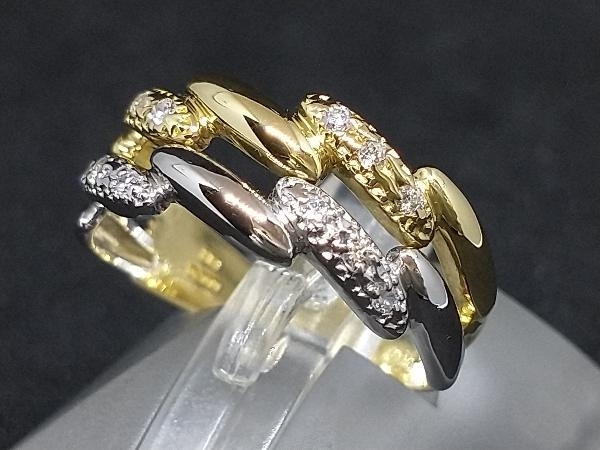 K18 18金 YG Pt900 ダイヤモンド デザイン リング 指輪 イエローゴールド プラチナ 3.7g D0.09ct #9.5 店舗受取可(プラチナ台)｜売買されたオークション情報 ...