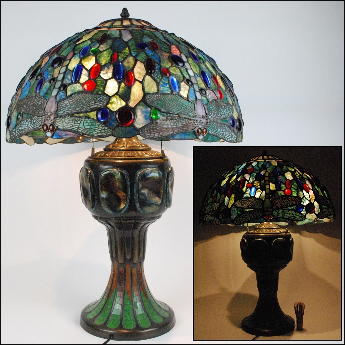 Yahoo!オークション - アンティーク ティファニーランプ 特大77cm 3灯...