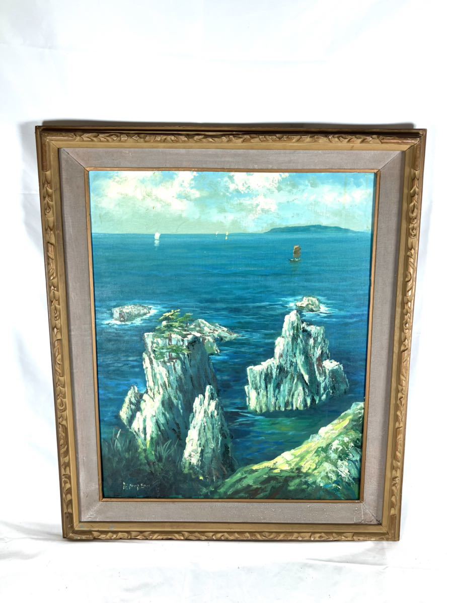 Yahoo!オークション - 油絵 風景画 額 絵画 詳細不明品 油彩 縦約78.5c...