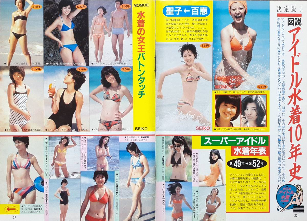 アイドル水着大図鑑 河合奈保子岡田有希子山口百恵吉永小百合松田聖子桜田淳子ほか 昭和キャンギャルハイレグ 切り抜き21pタレント|売買されたオークション情報、yahooの商品情報を