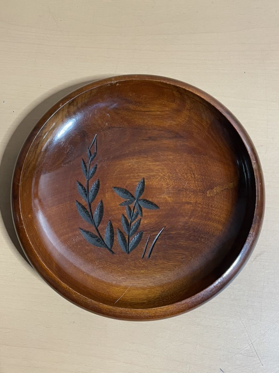 Yahoo!オークション - O705.2 木製お盆 お菓子入れ 容器 直径約21cm 高...