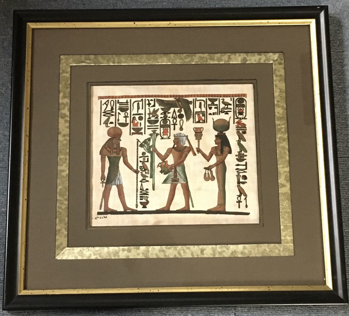 Yahoo!オークション - パピルス画 エジプト 人物画 額装 絵画 サイン有...