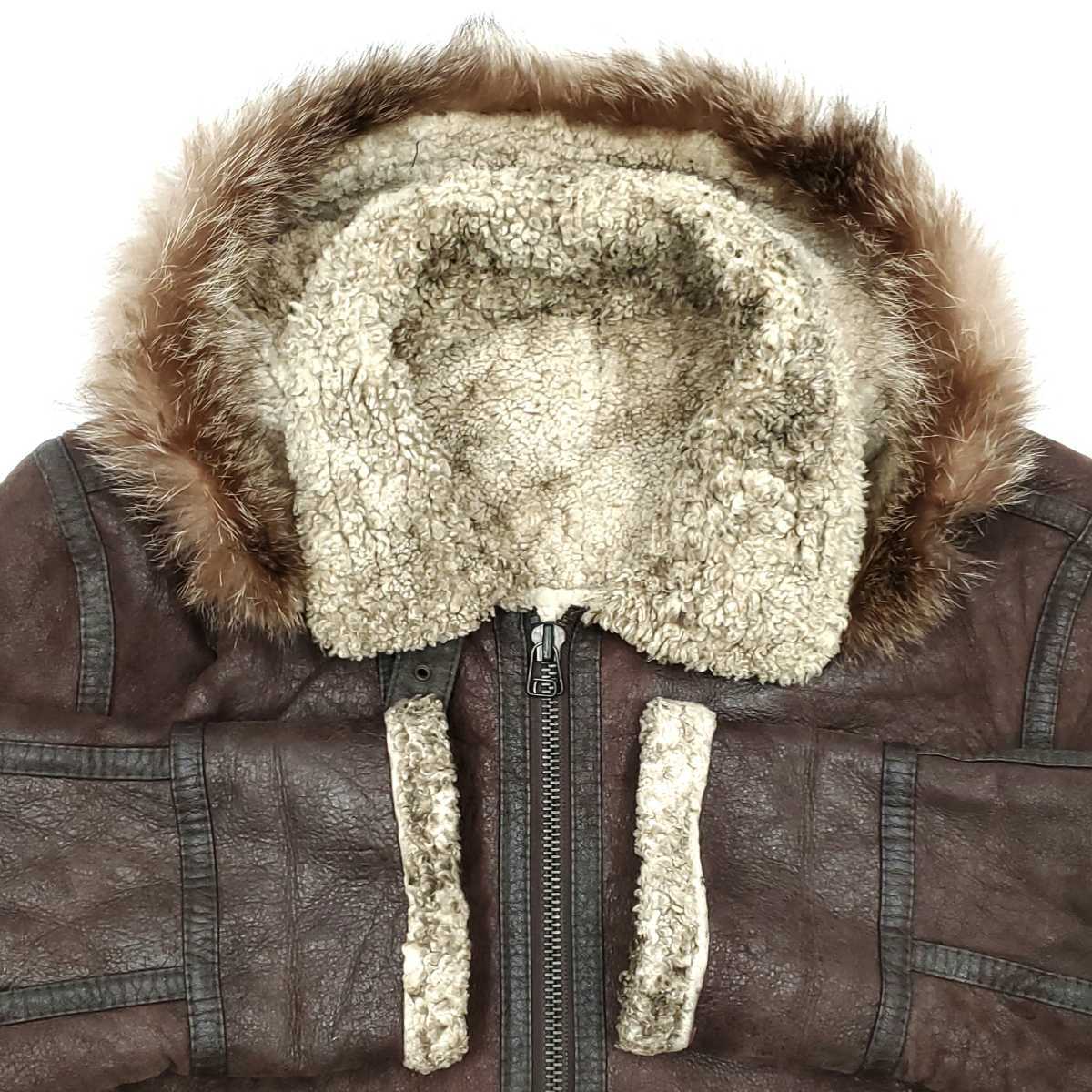 着脱式フード JUNGWOO FUR フライトジャケットB-3メンズXL茶ラム 着脱式フード JUNGWOO FUR フライトジャケットB-3メンズXL茶ラム