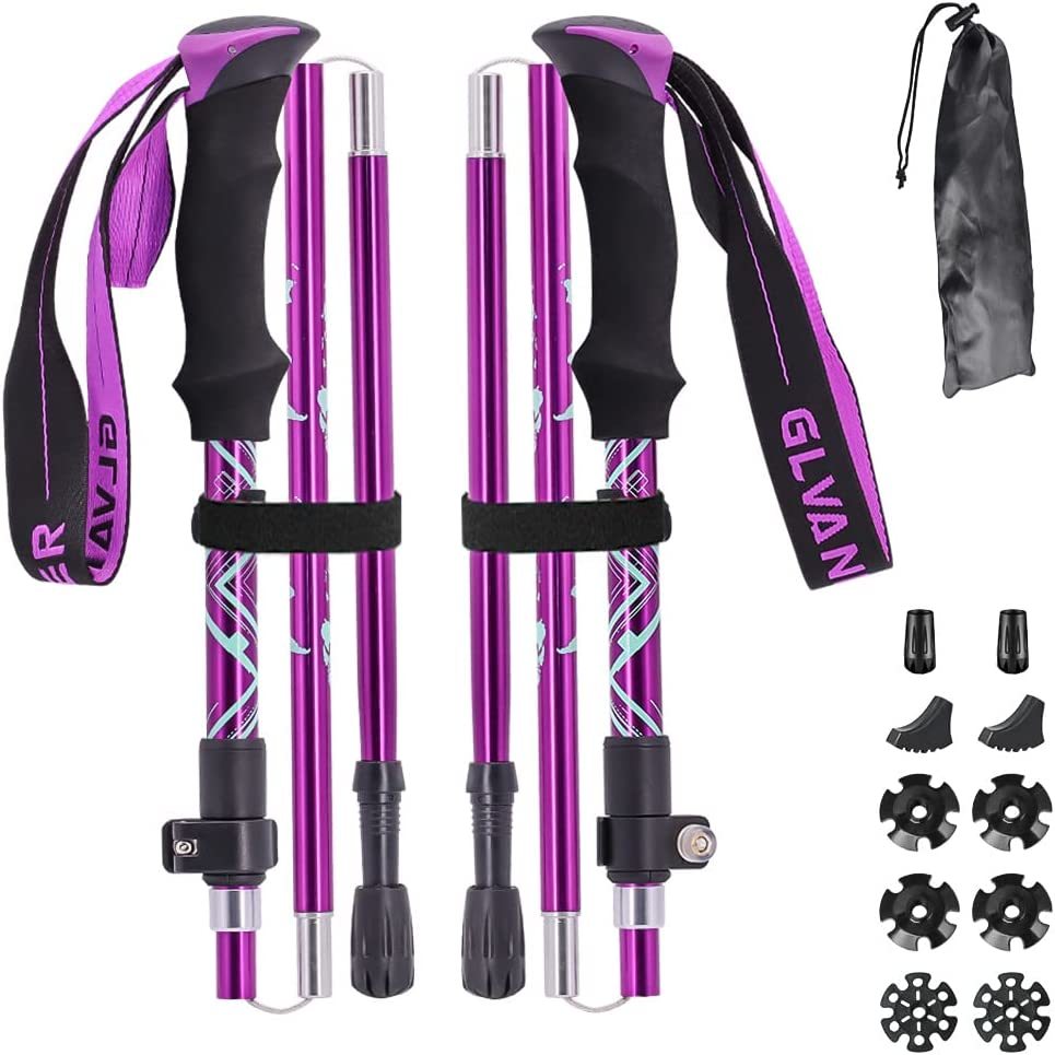 Yahoo!オークション - Glvaner トレッキングポール 2本セット 折りたた...