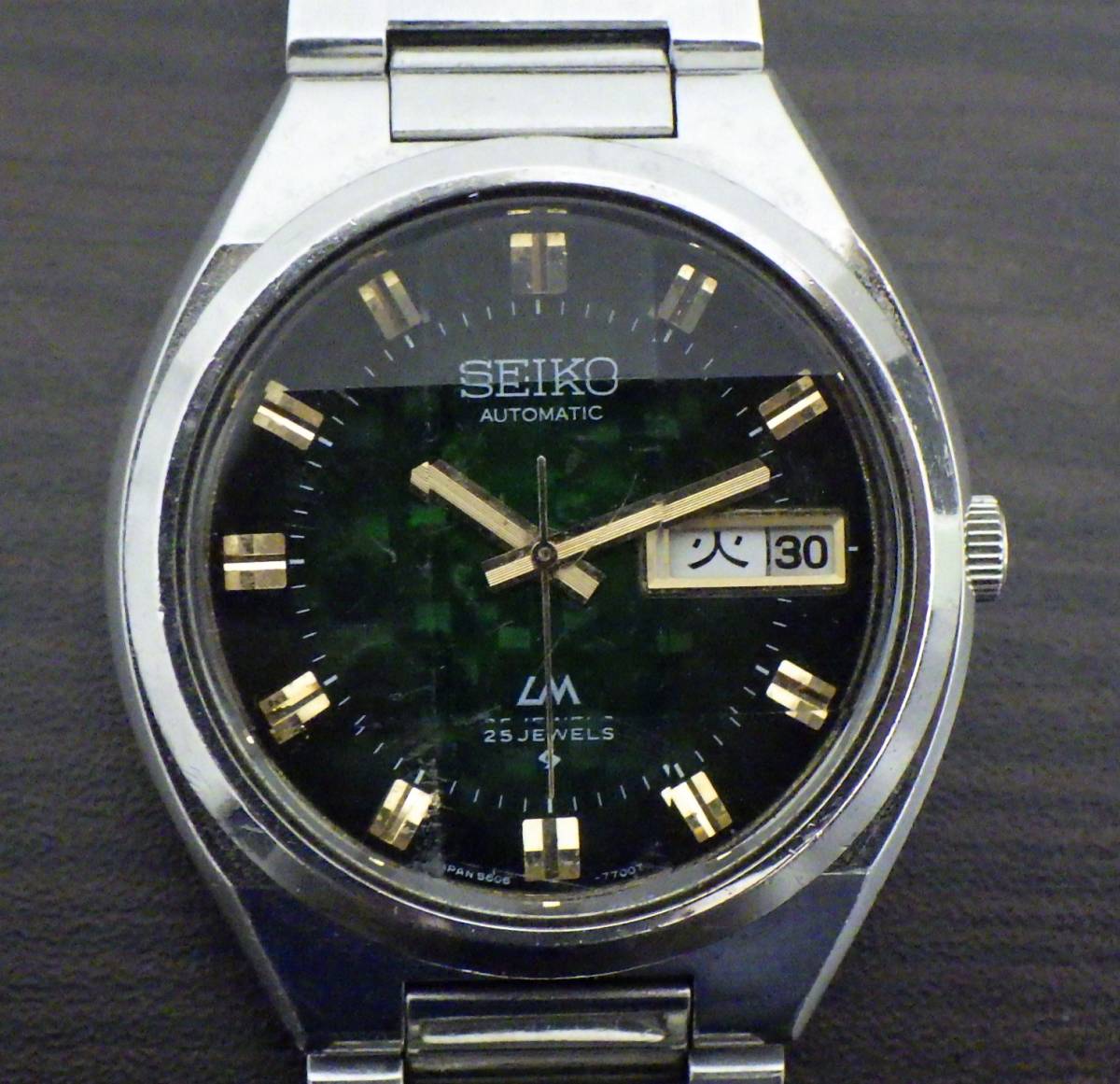 Yahoo!オークション - #7806 SEIKO 腕時計 5606-7341 25JEWELS 緑文字...