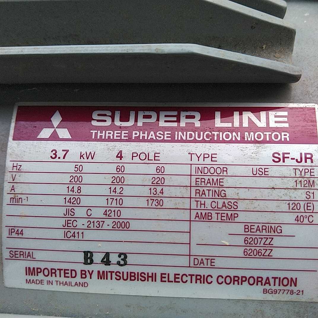 Yahoo!オークション - MITSUBISHI/三菱電機 SF-JR 3.7KW 4P 200V 三相...