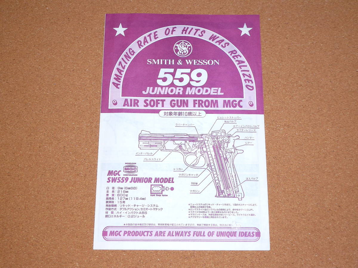 絶版品 MGC Smith & Wesson SW 559 ロングスライド S&W ジュニア 絶版品 MGC Smith & Wesson SW 559 ロングスライド S&W ジュニア