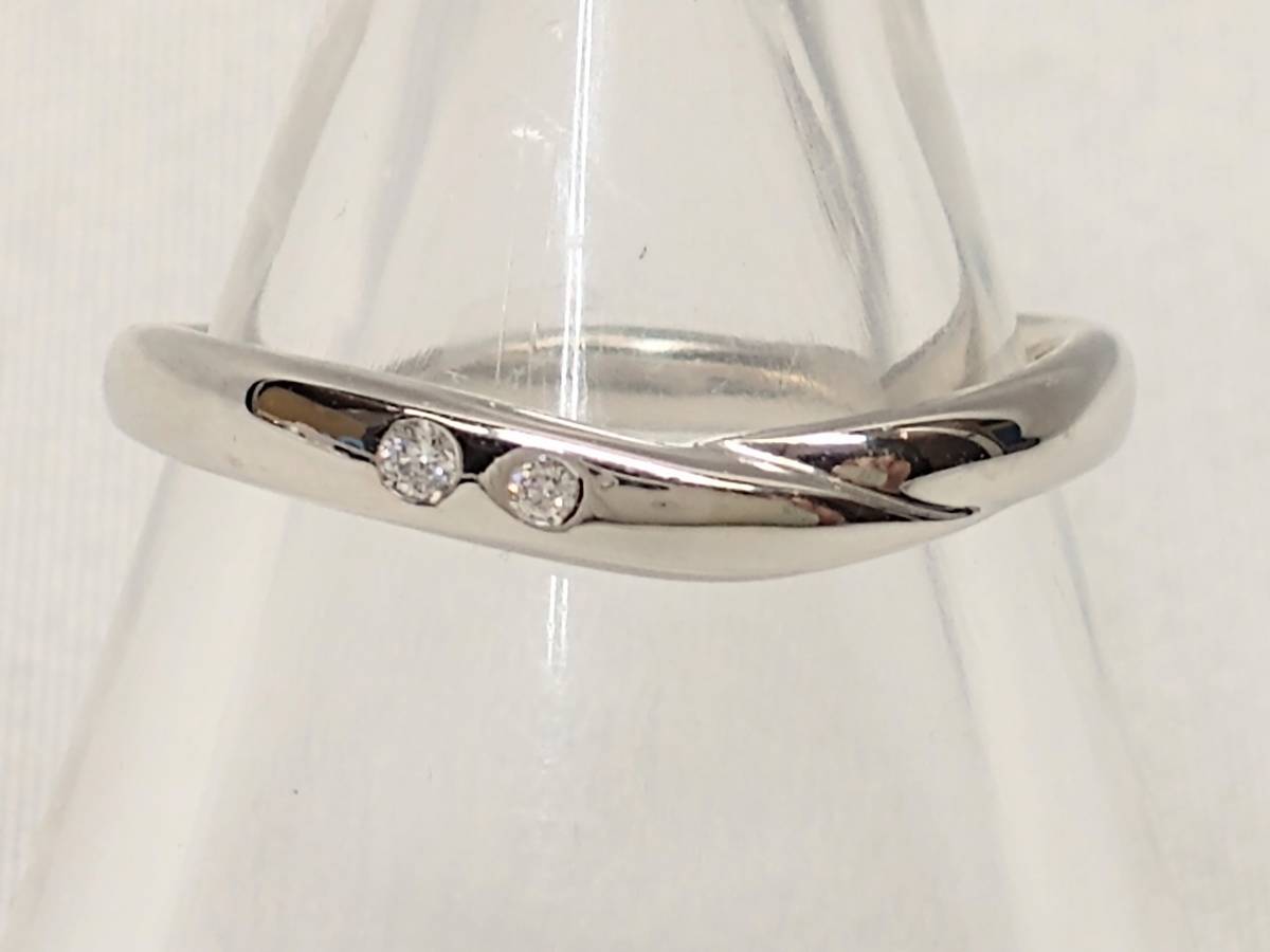 Yahoo!オークション - Pt900 ダイヤ0.02ct/0.15ct リング 8号 2.6g 甲...