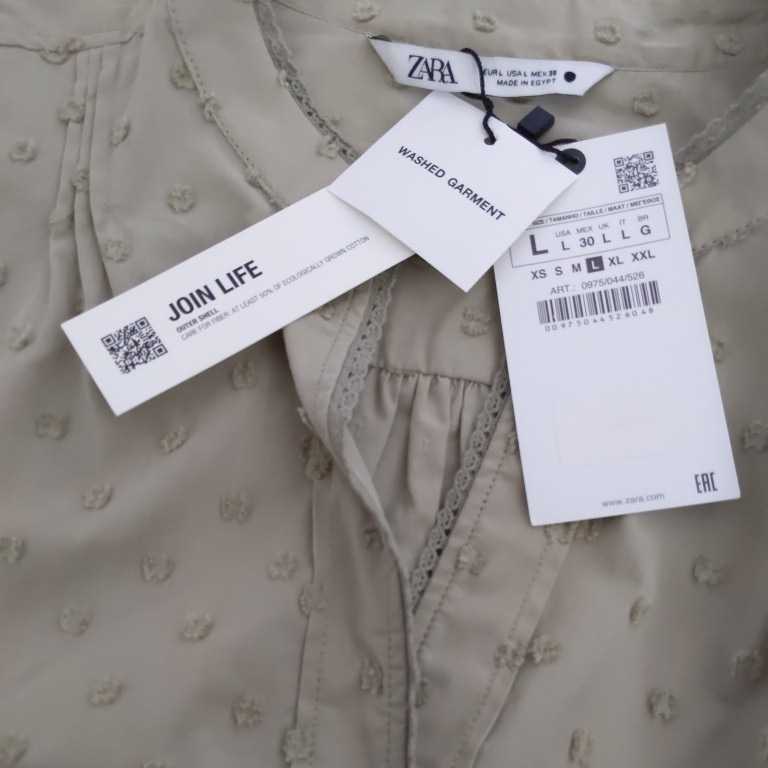 代購代標第一品牌－樂淘letao－送料無料/新品/ZARA/ザラ カーキグリーン Lサイズ ドット 長袖シャツ スタンドカラー レディース オーバー ロング丈 チュニック丈