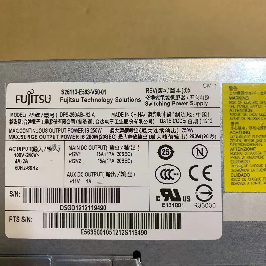 FUJITSU DPS-250AB-62 A 電源ユニット 280W S26113-E563-V50-01(250W～)｜売買されたオークション情報、yahooの商品情報をアーカイブ公開 ...