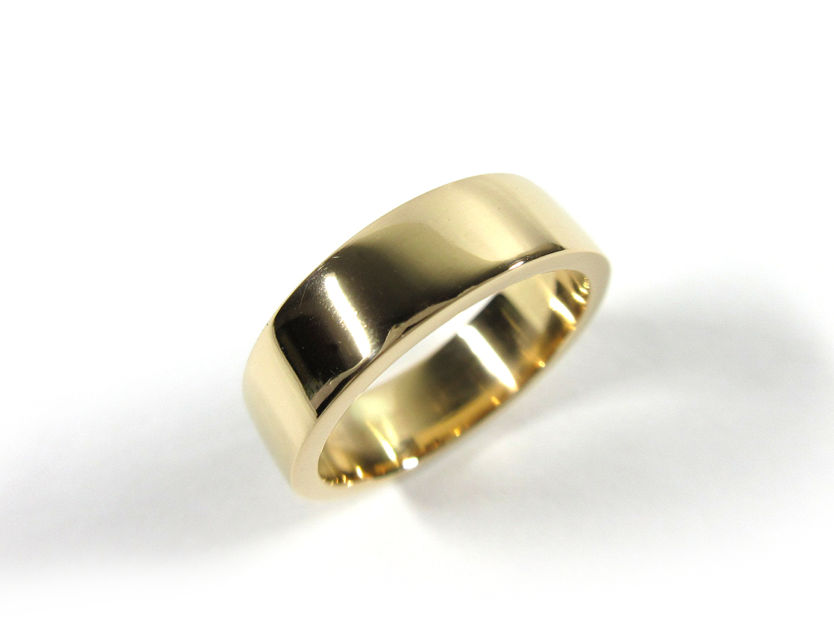 Yahoo!オークション - K20YG 平打ち シンプル イエローゴールド リング...