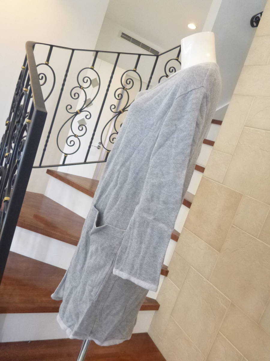 Yahoo!オークション - INED（イネド） グレー ロングカーディガン 7 S相当