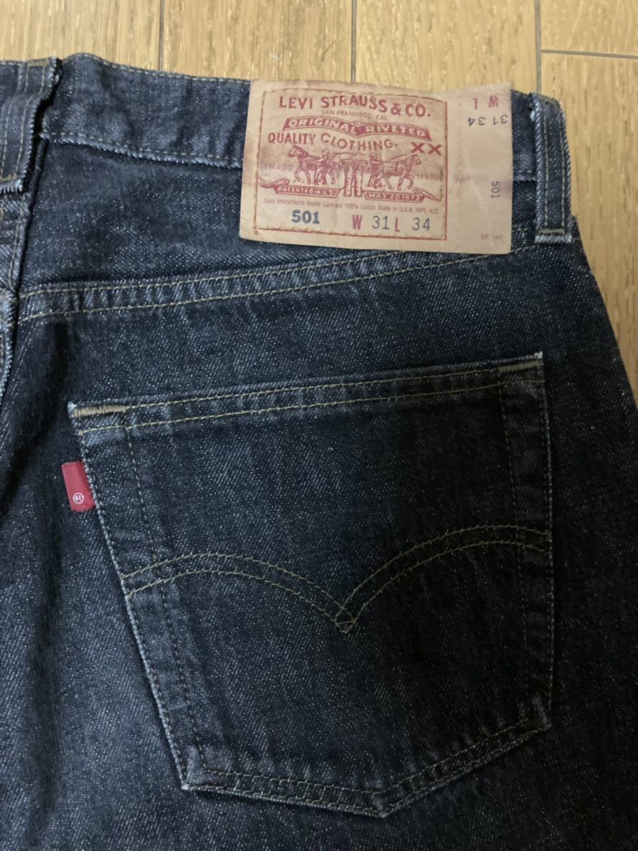 米国製 LEVIS 501 デニムパンツ W31 L34 ブラック 黒 ボタン裏 米国製 LEVIS 501 デニムパンツ W31 L34 ブラック 黒 ボタン裏