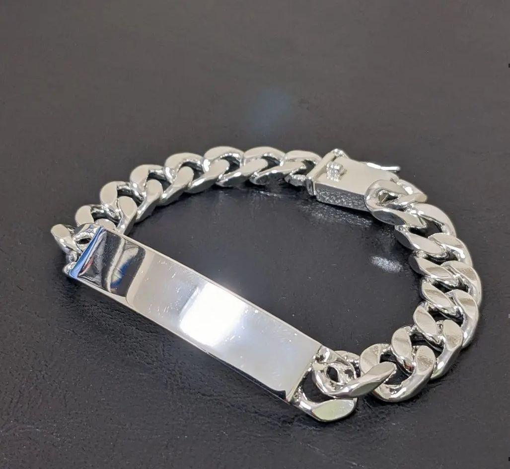 Yahoo!オークション - ブレスレット バングル メンズ ID チェーン シル...