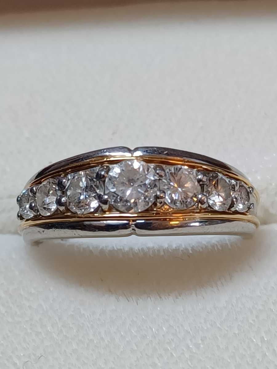 プラチナ K18台座 天然ダイヤモンド 一文字リング 1.08ct 約6.0g 約14号 pt900 上品 おしゃれ(プラチナ台)｜売買されたオークション情報、yahooの商品情報をアーカイブ ...