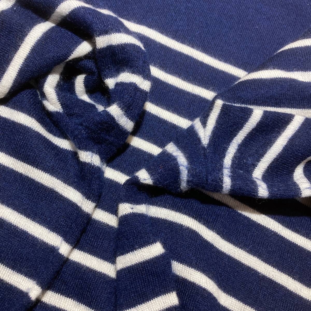 Yahoo!オークション - W033 ラルフローレン カシミヤ100%/紺白ボーダー...