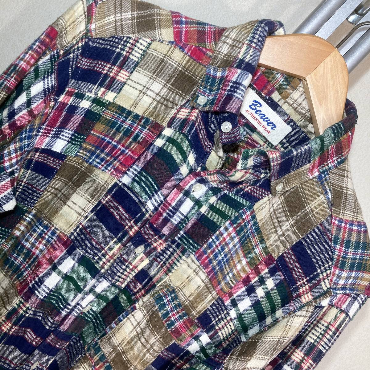 Yahoo!オークション - W038美品 Beaverビーバー パッチワーク/ネルチェ...