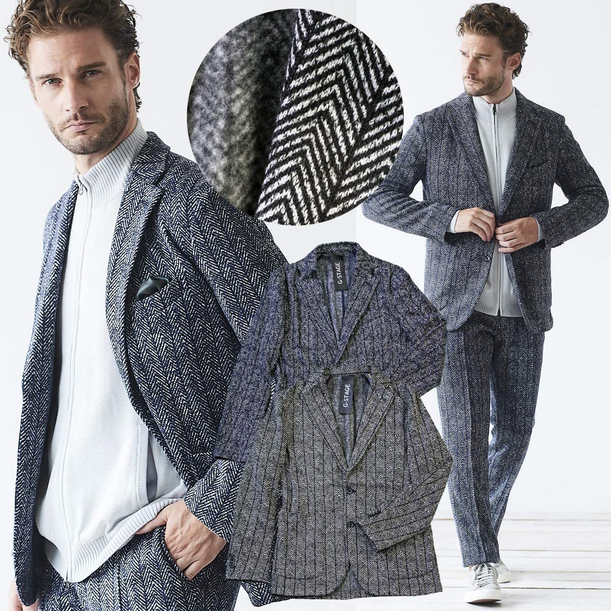 Yahoo!オークション - JK808 G-stage 秋冬 黒 ヘリンボーン 軽量ジャー...