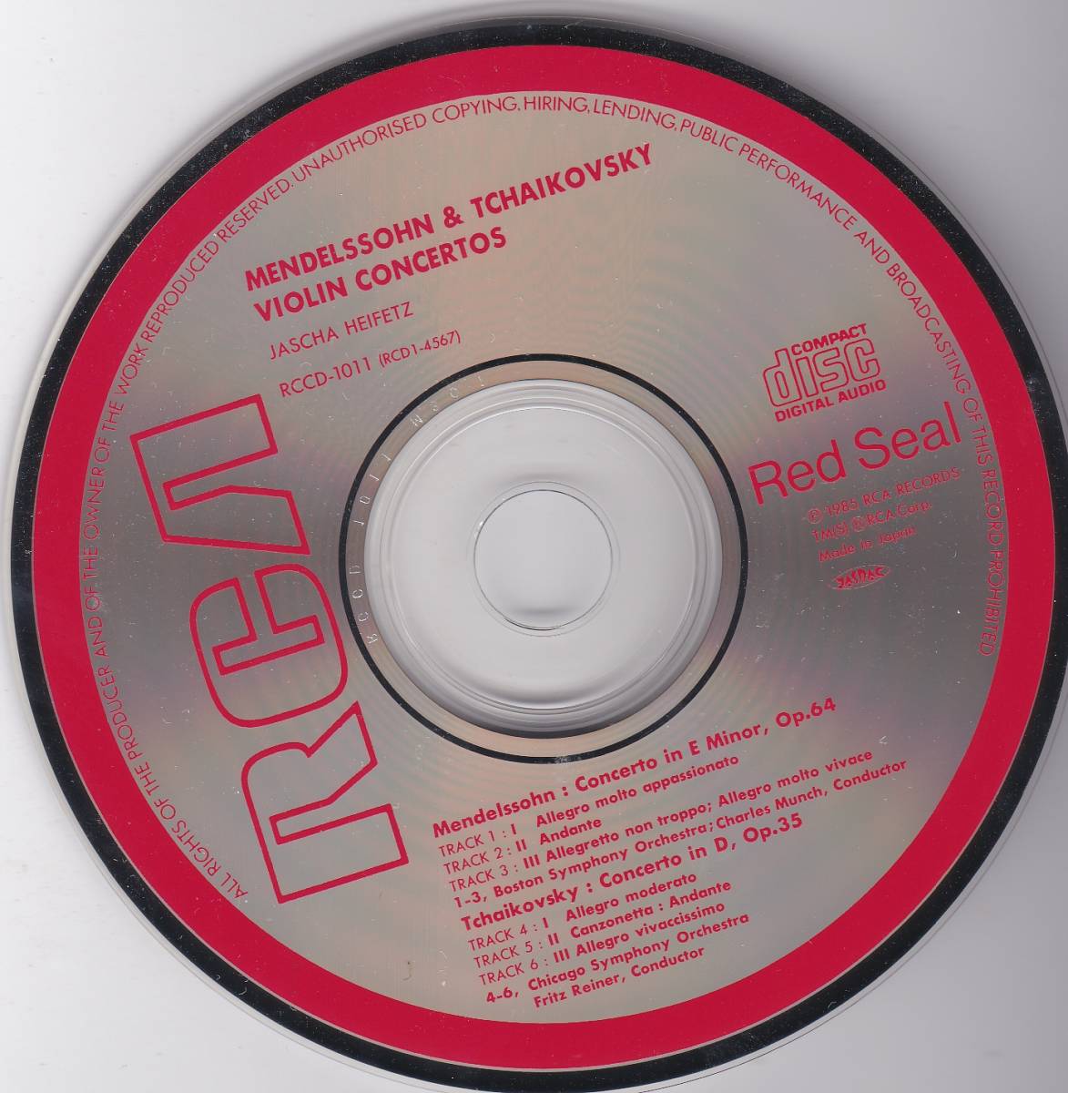 Yahoo!オークション - RVC初期盤 ハイフェッツ チャイコフスキー＆メ...
