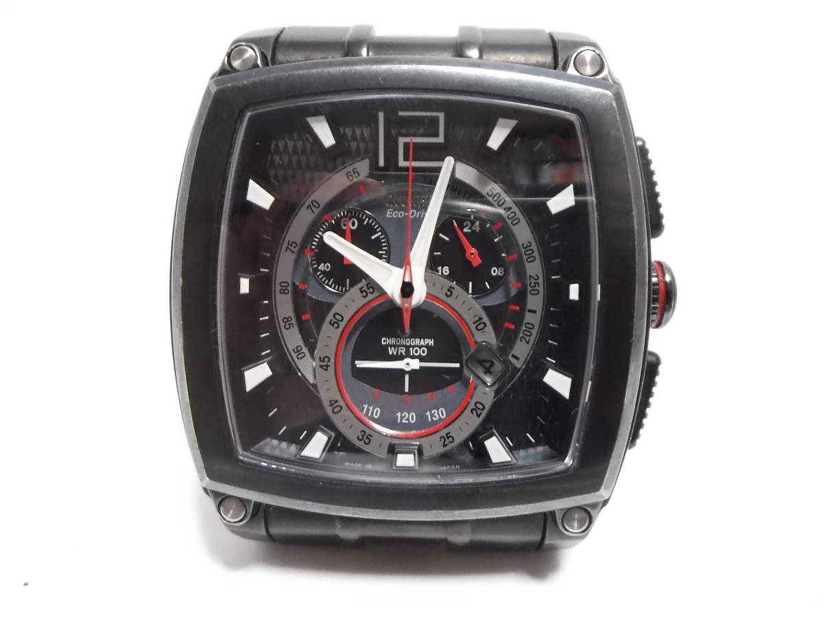 Yahoo!オークション - T-22 3.シチズン エコドライブ クロノグラフ H50...