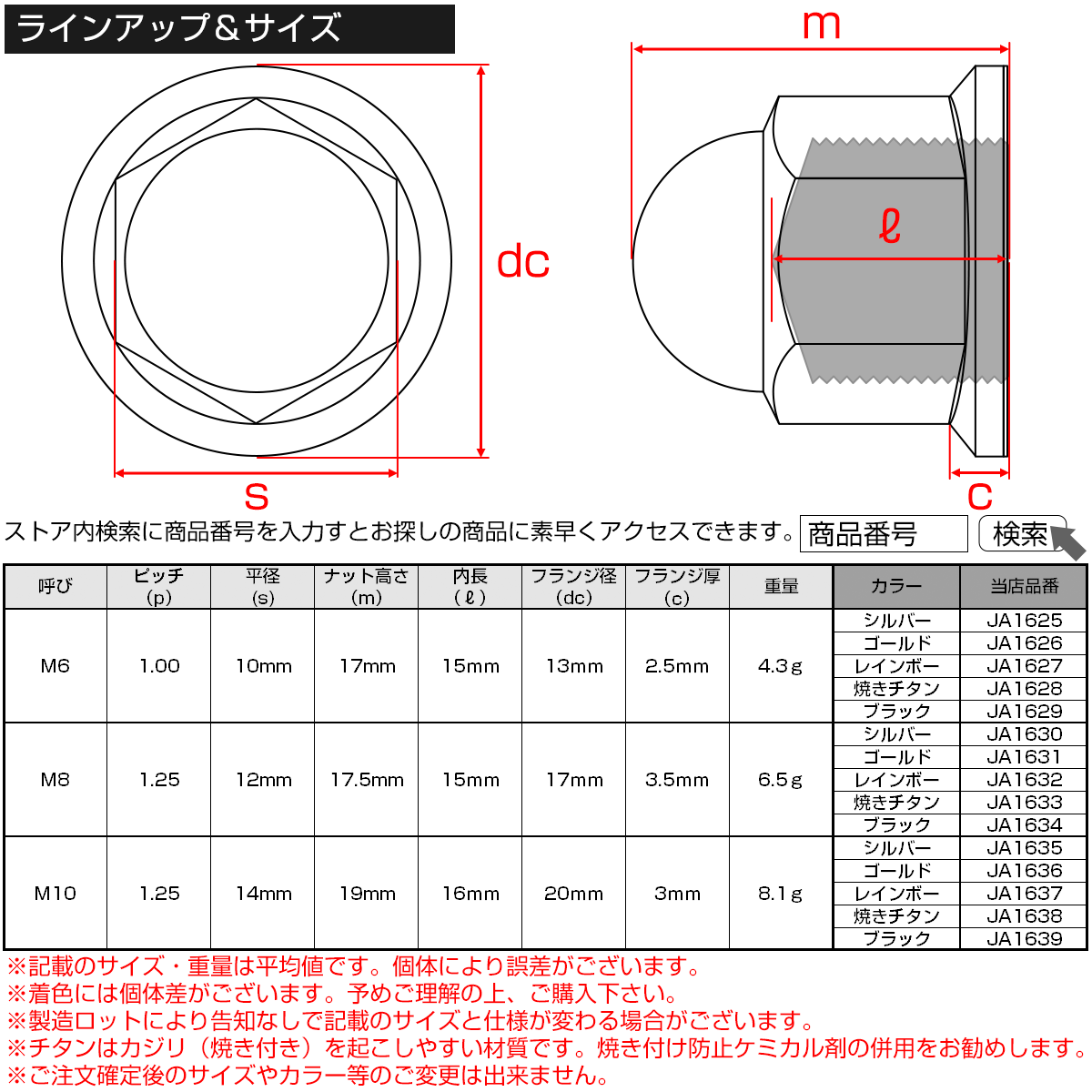 代購代標第一品牌－樂淘letao－チタンナット 袋ナット M6 P1.0 フランジ付 ドームナット ブラック JA1629
