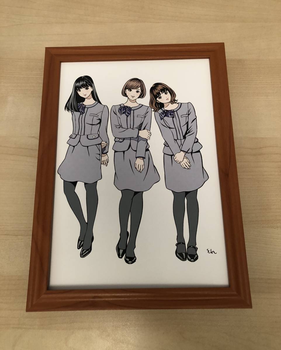 日本代購代標第一品牌【樂淘letao】－kj ★額装品 ★ 江口寿史 セゾンカウンターレディー 美少女 街 風景 B5サイズ額入り ポスター風デザイン 貴重イラスト 制服 美女 漫画