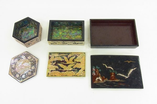 Yahoo!オークション - R102-E58-32 漆器 小物入れ 箱 ケース 3点セット...